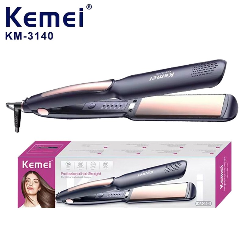 Kemei KM-3140 Hair Straightener Flat Iron Fast Heating Hair Styler Titanium Flat Iron ...