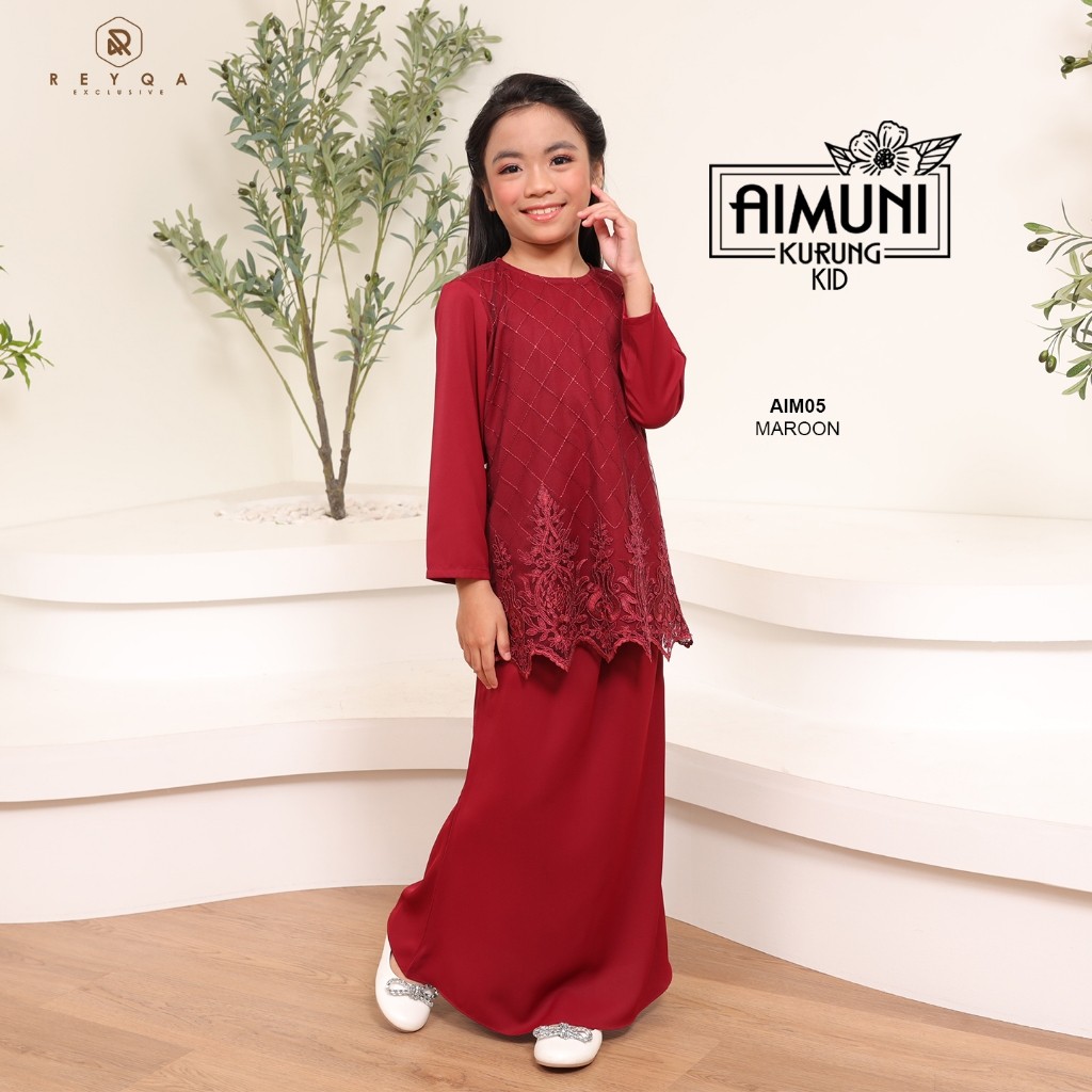 BAJU RAYA 2025 BAJU KURUNG MODEN BUDAK KIDS FURSAN LACE SULAM NAVY BLUE ...
