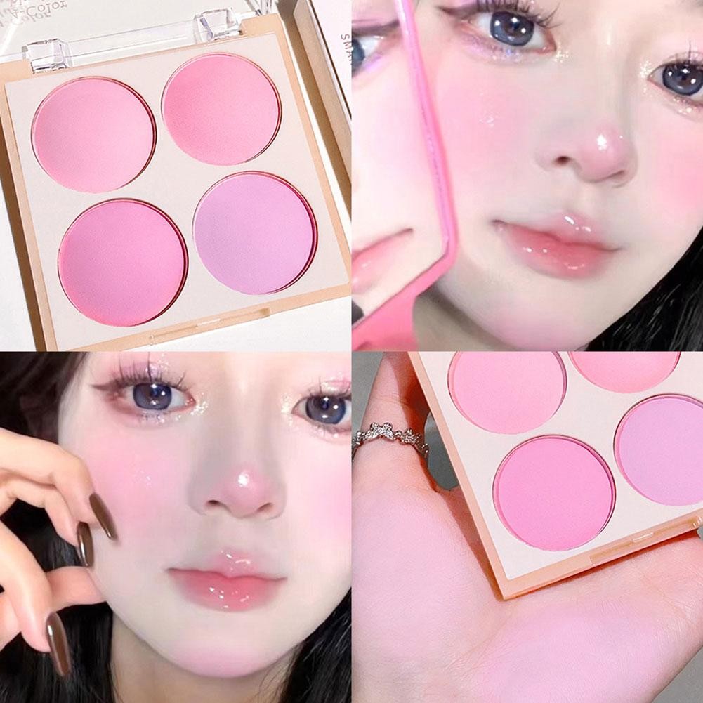 Ice Cream Four-color Blush Brightening Natural Bare Makeup Effect ...