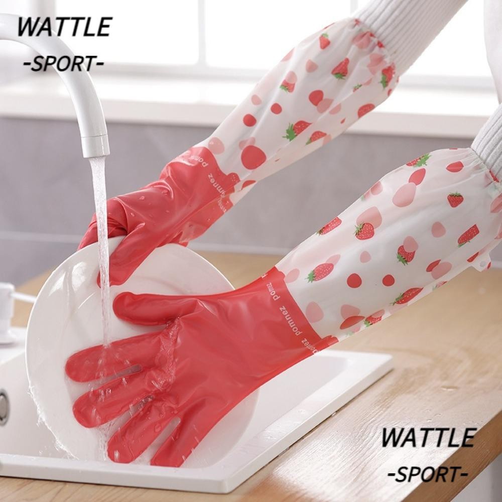 WA-SPORT Cleaning Long Gloves, Strawberry Print PVC Housework Gloves ...
