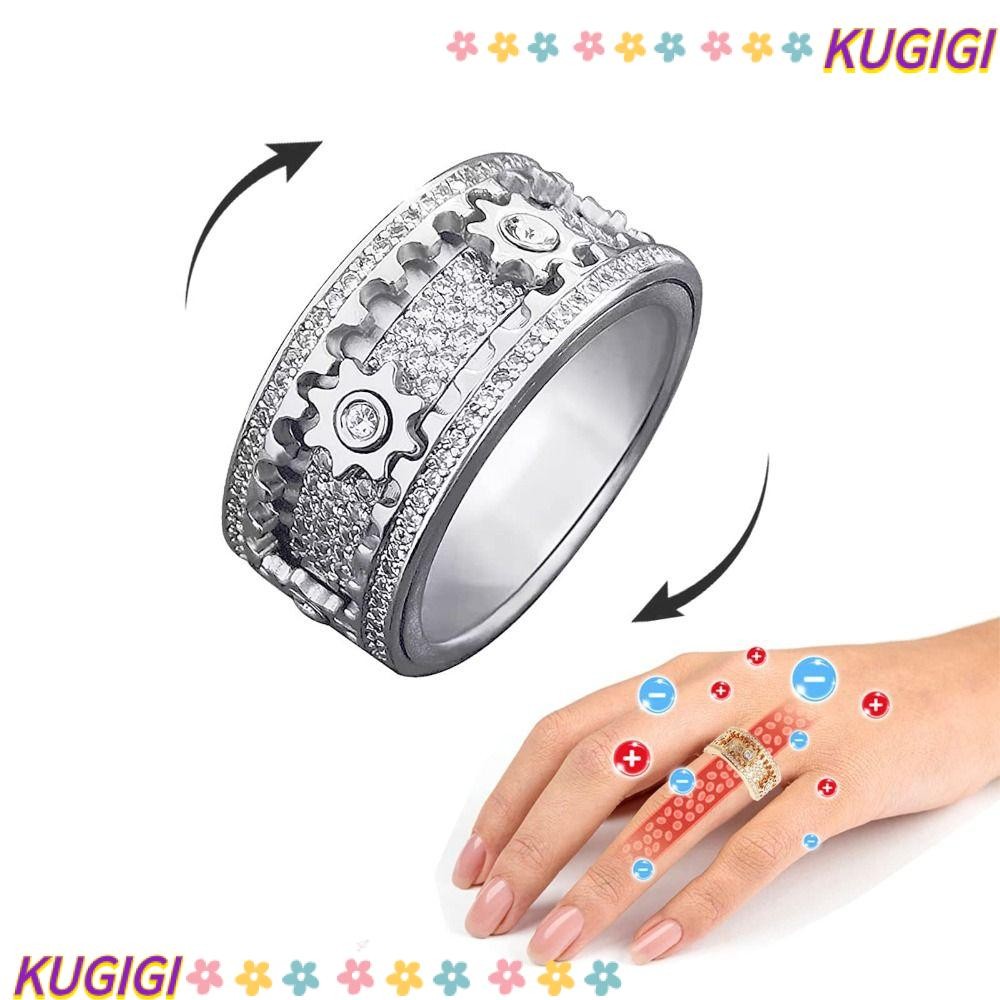 KUGIGI Gear Spinner Rings Rotating Diamond Decompression Anxiety ...