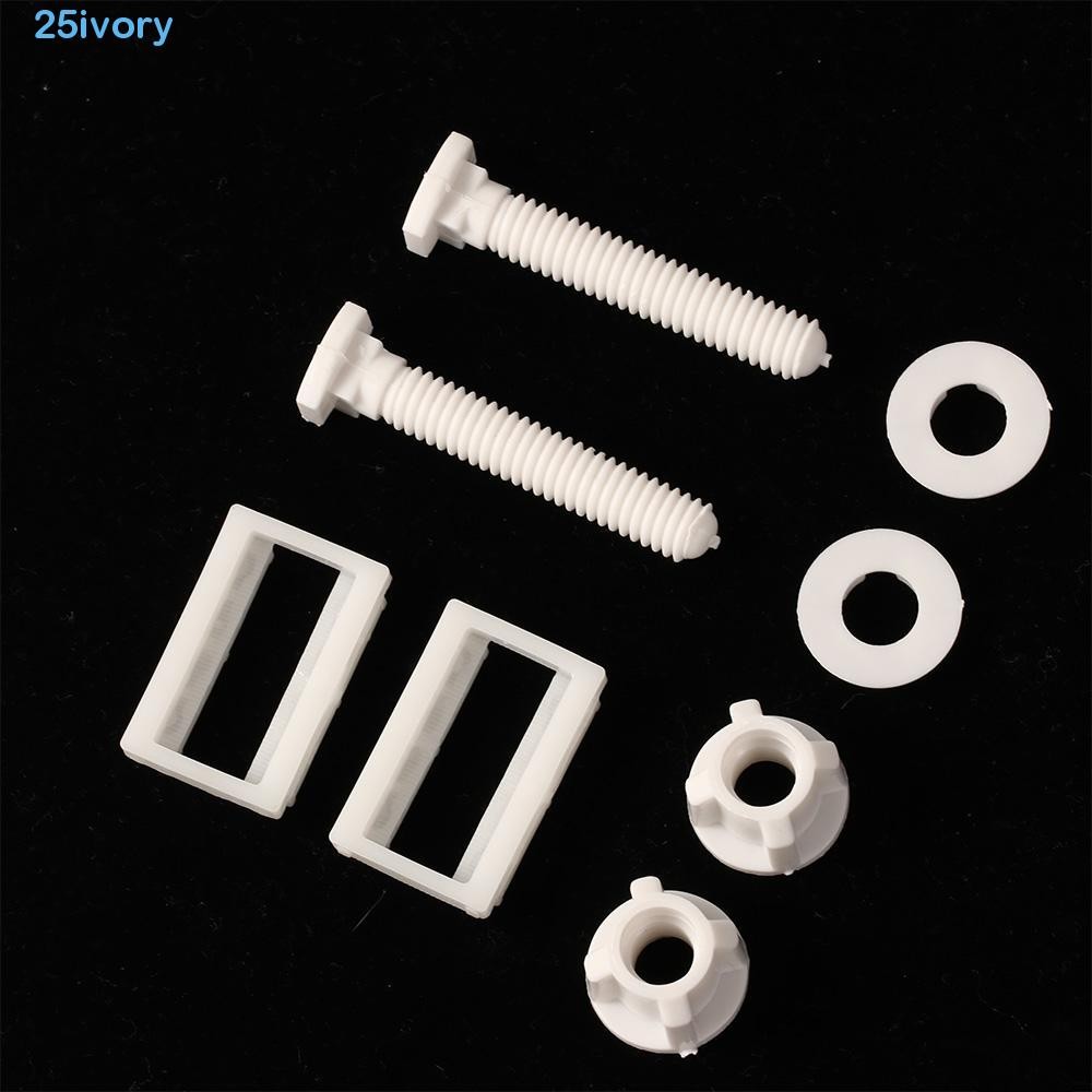 IVORY Toilet Seat Hinges DIY 2 PACK with Mounting Screws Bathroom ...