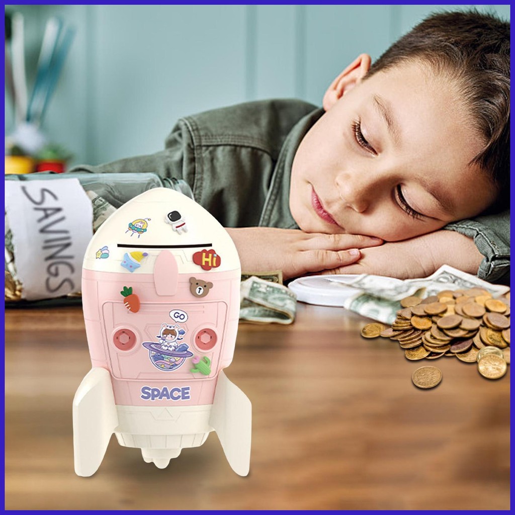 Cute Money Bank Rocket Lockable Coin Bank Cute Money Saver for Boys ...