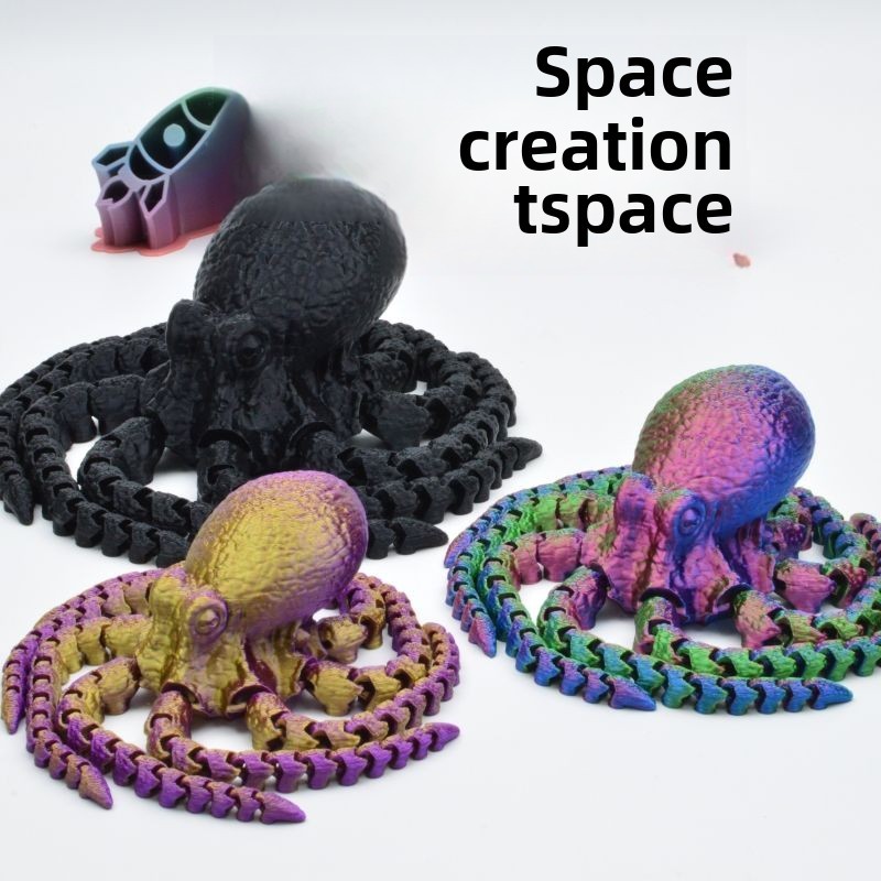 3D Printed Fish Tank Octopus with Movable Tentacles Cuttlefish Gradient ...