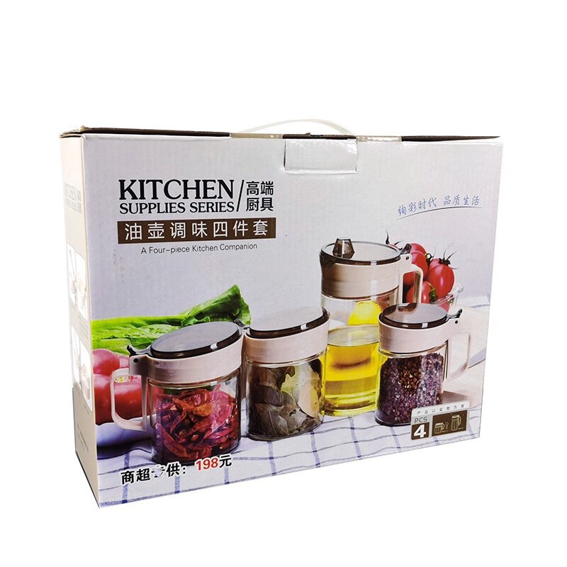(KACA) full set bekas rempah 4 in 1 bekas minyak Oil Jar with spice ...