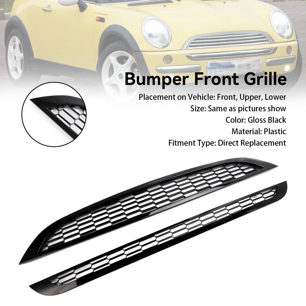 2PCS Front Grill Grille Fit Mini Cooper R50 R52 R53 2002-2006 Honeycomb ...