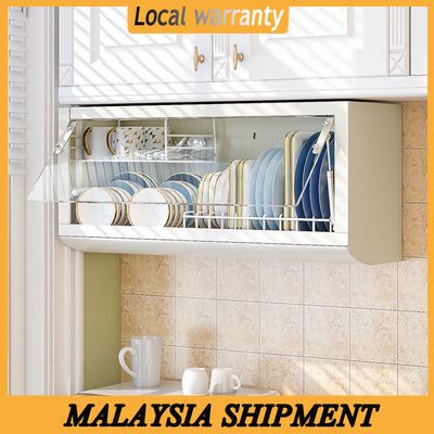 Kitchen dish rack wall-mounted cupboard storage dishware drain rack ...