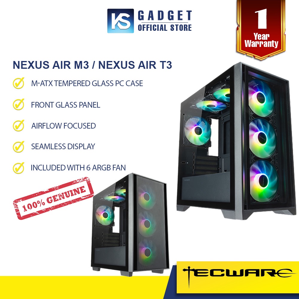 Tecware Nexus Air M3 / Nexus Air T3 MATX TEMPERED GLASS PC CASES ( With ...