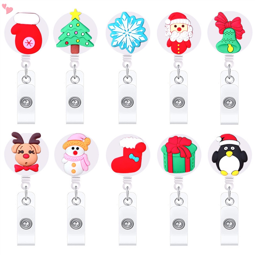 Christmas Holiday Badge Reels Retractable Holder Nurses ID Clip Tree ...