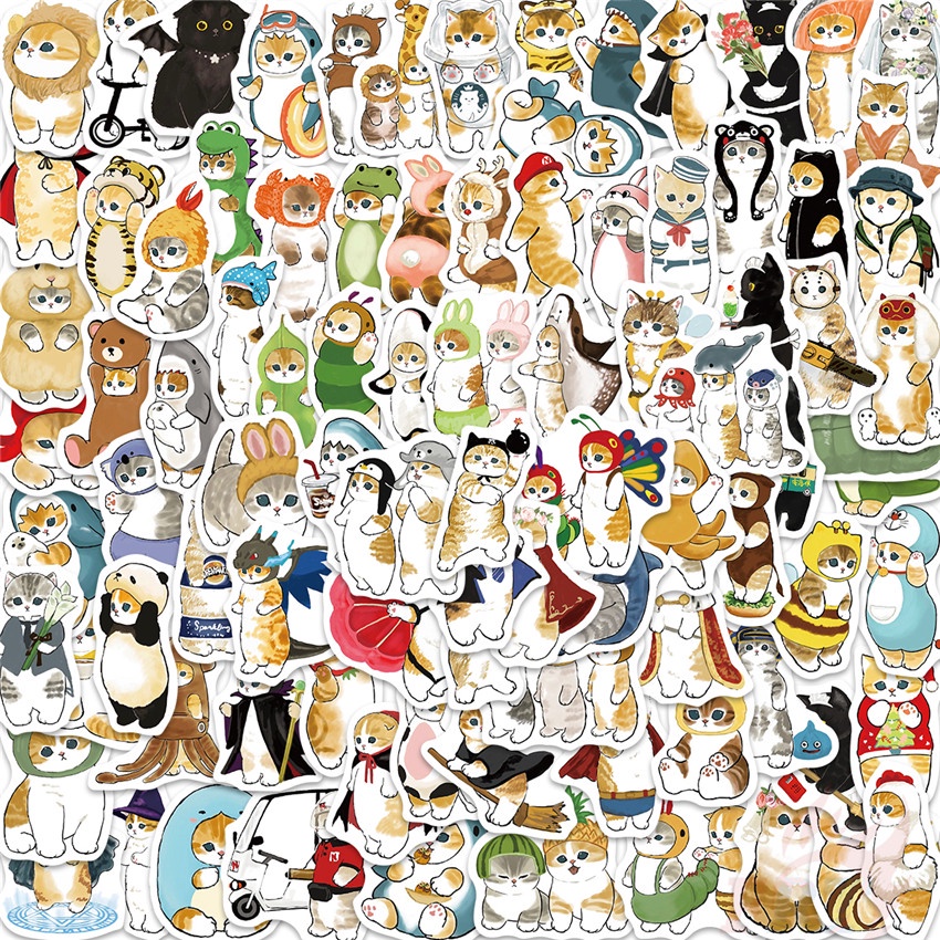 100Pcs/Set Mofu_sand Kitten Series 01 Cats Cosplay Art Stickers DIY ...