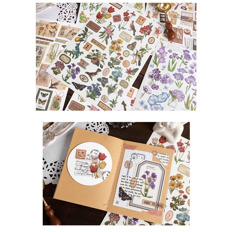 ENWEI 1 Sheet [Blossom series] Butterfly Vintage Journal Stickers Washi ...