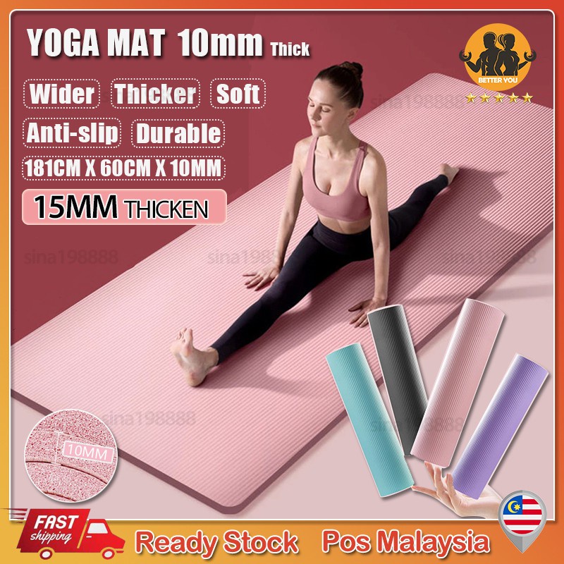 【Yoga Slim Smart】 NBR/TPE Yoga Mat 10/15MM Soft High Density EXTRA THICK yoga mat Anti slip ...