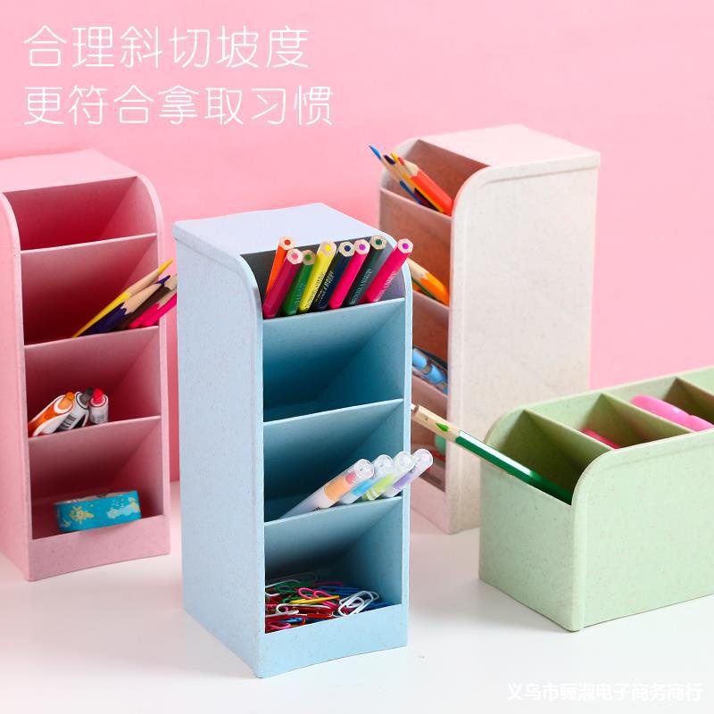 Office Desk Pen Holder Shelf Cosmetics Storage Box 斜插式笔筒 Bekas Simpan ...