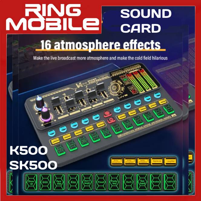 SK500 / K500 Live Sound Card External Voice Changer Audio Mixer ...