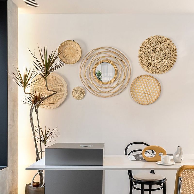 Bohemian Grass Woven round Entrance Wall Ornament Wall-Plate Living ...