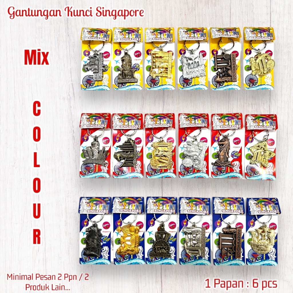 GANTUNGAN Singapore Mix Color Keychain Souvenirs Singapore Merlion city ...