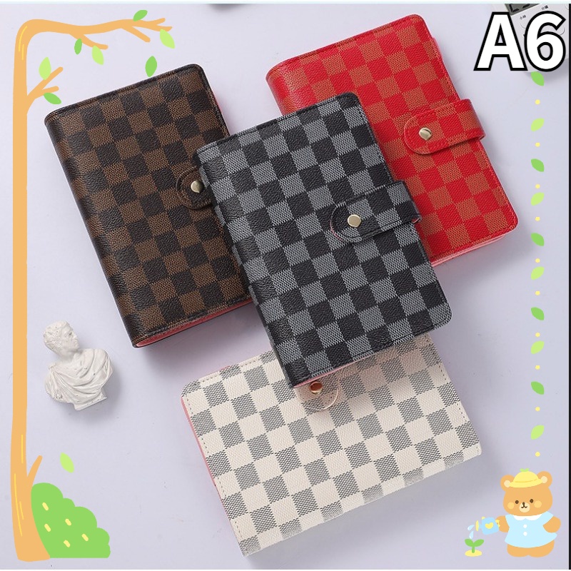 Checkerboard Cover A6 Binder with 12pcs Zipper Pockets Cash Planner ...