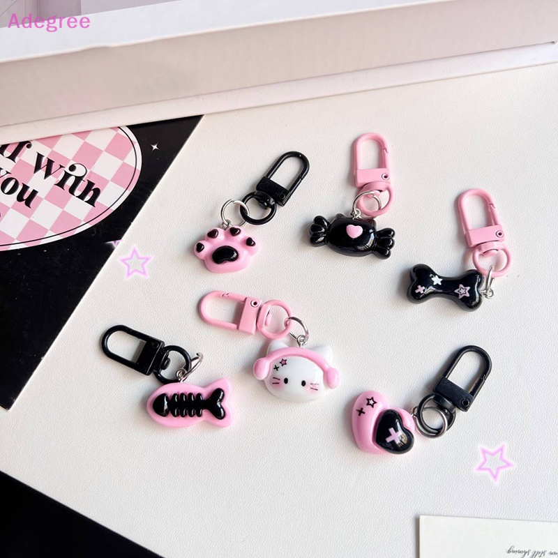 Adegree Y2K Aesthetic Keyring Sweet Cute Heart Keychain Cartoon Cat ...
