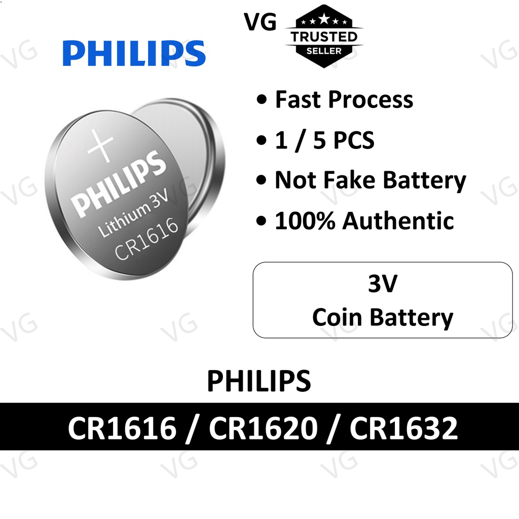 [100% ORIGINAL] PHILIPS CR1616 CR1620 CR1632 Battery Bateri Batteri Car ...