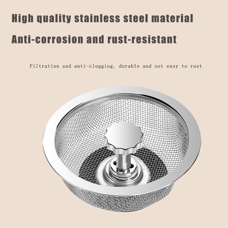 Sink Filter Waste Plug Kit Strainer Drainer Stopper Stainless Steel ...