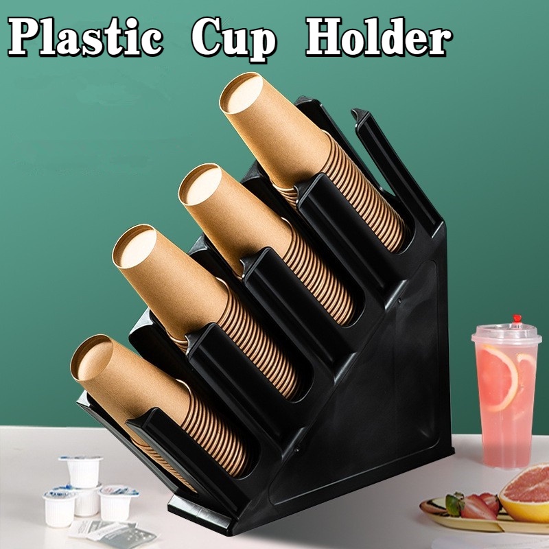 Plastic Cup Holder Dispenser Lid Storage Stand Coffee Bar Countertop ...