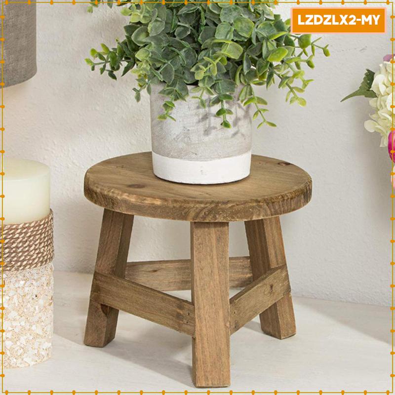 [Loviver] Wooden Stool Plant Stand Flower Pot Stool for Indoor Outdoor ...