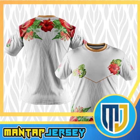 KIDS / ADULT FAZZ FZB06 - BAJU JERSEY BUNGA RAYA PUTIH HIBUSCUS WHITE ...