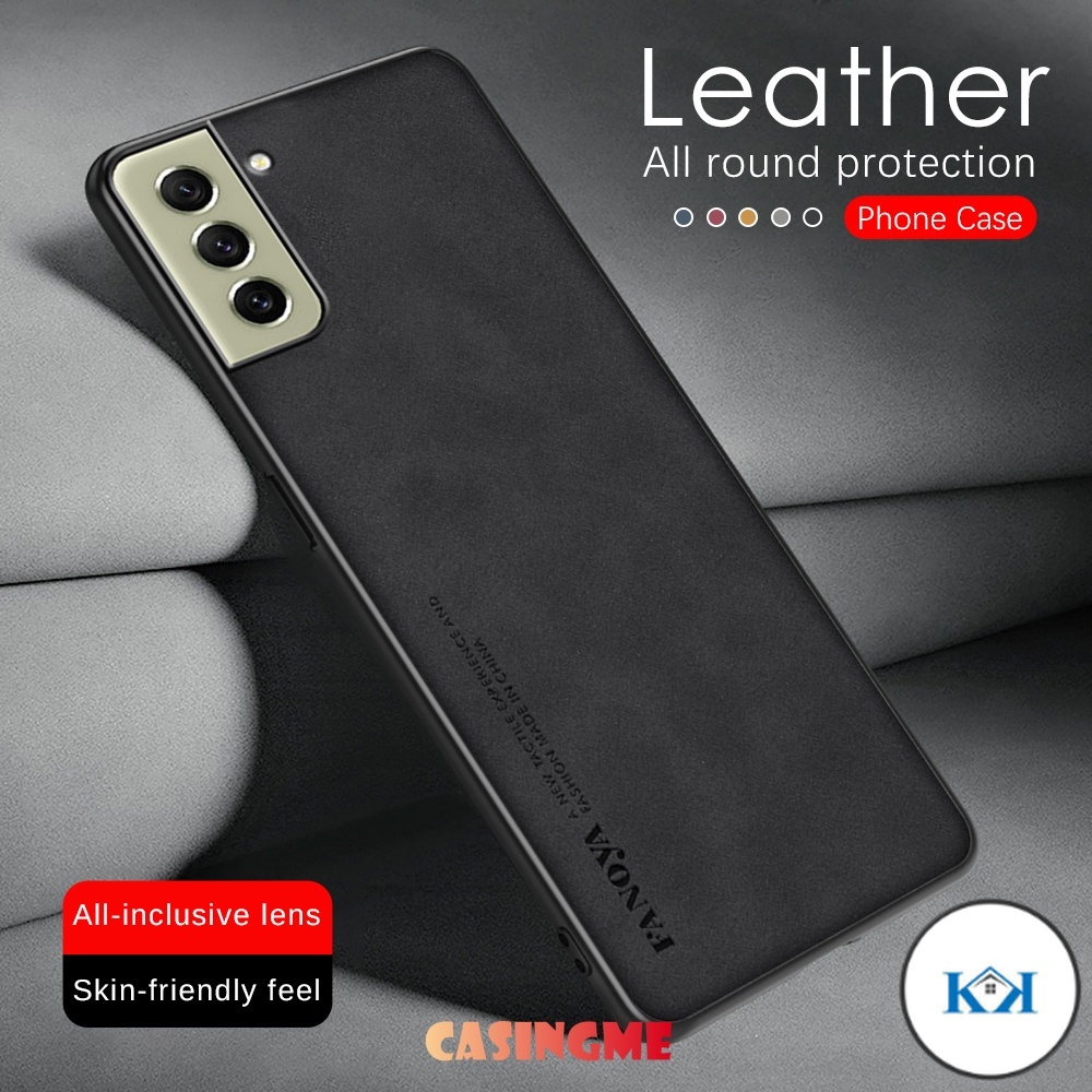 KK Sumsung Galaxy S21 FE Casing Lambskin Leather TPU Frame Back Cover ...