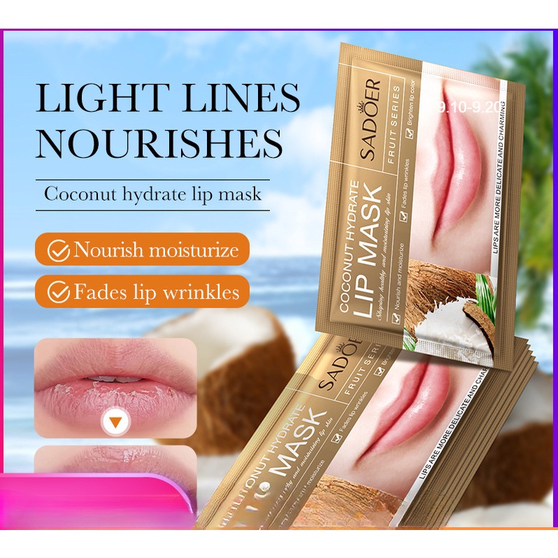 【Buy 2 Get 5pcs】Full English coconut Moisturizing Lip Mask improves the ...