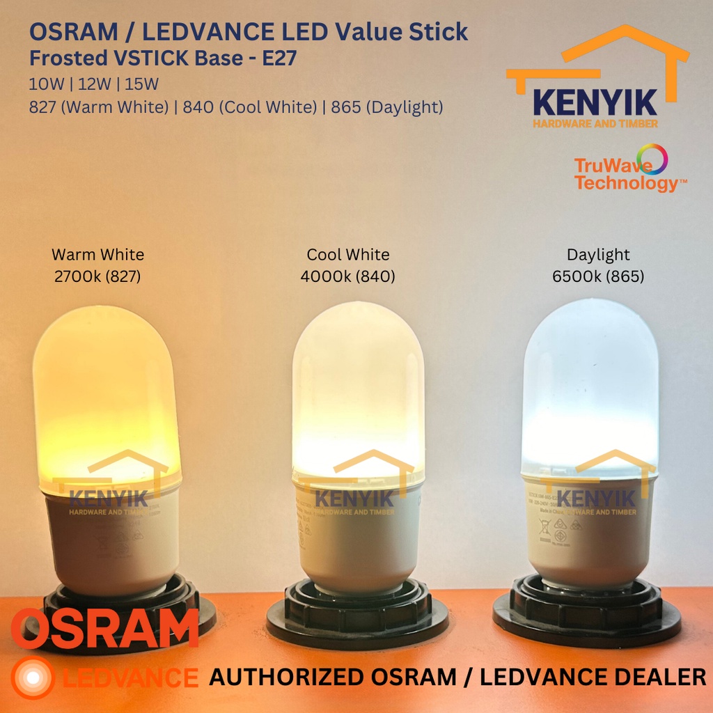 OSRAM/LEDVANCE 10W | 12W | 15W LED Frosted Value Stick | Base - E27 | Shopee Malaysia