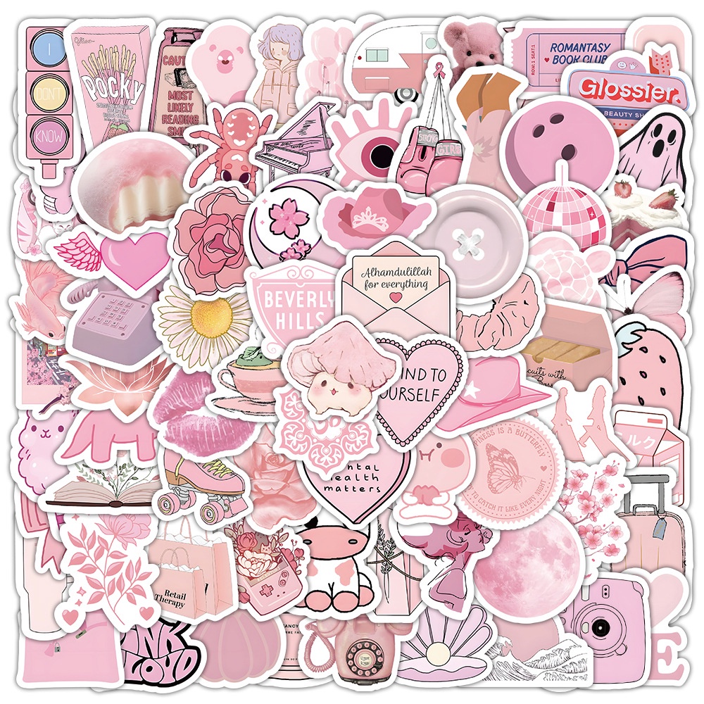 100PCS Mini Cute Pink Stickers for Water Bottles Tumbler, Kawaii ...