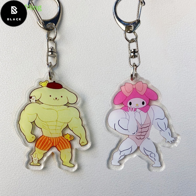 BJ widefiling Funny Sanrio Muscle Keychain Anime Hello Kitty Kawaii ...