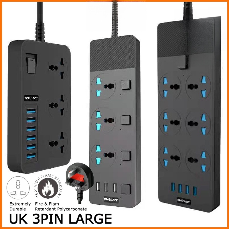 Universal 3/6 Power Socket Extension With USB Ports Power Strip Surge ...