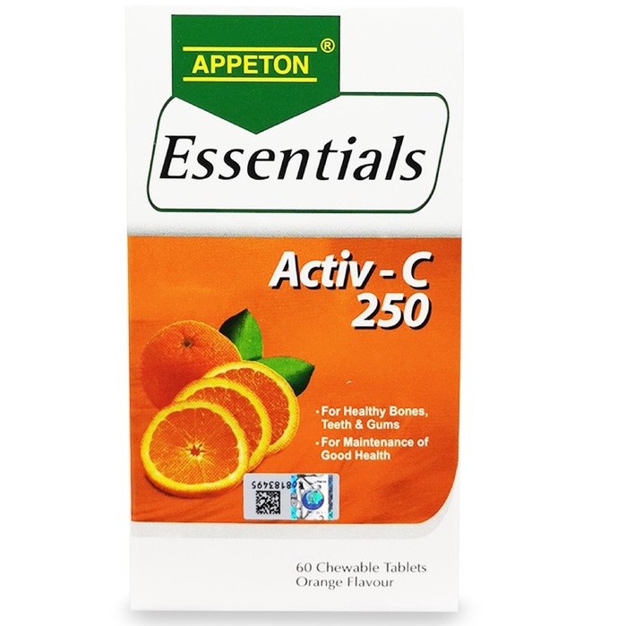 EXP 10/2024 Appeton Essentials Activ C 250 Orange Flavour ( 60 Tablets ...