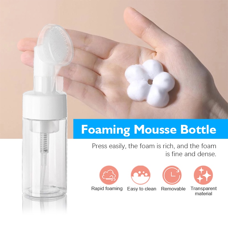 100/200ml Cleansing Mousse Foaming Bottle Silicone Foam Brush Mousse ...
