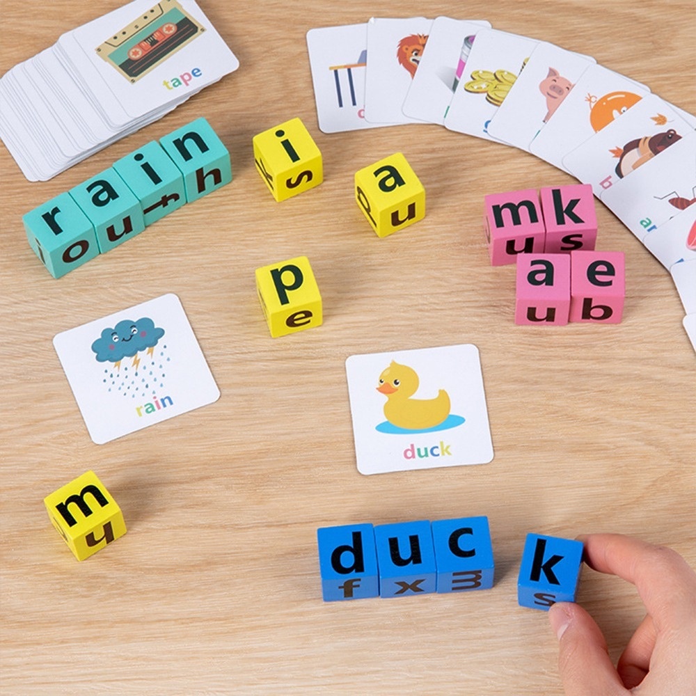 Letter Spelling Block Flash Cards Game English Words Early Learning ...
