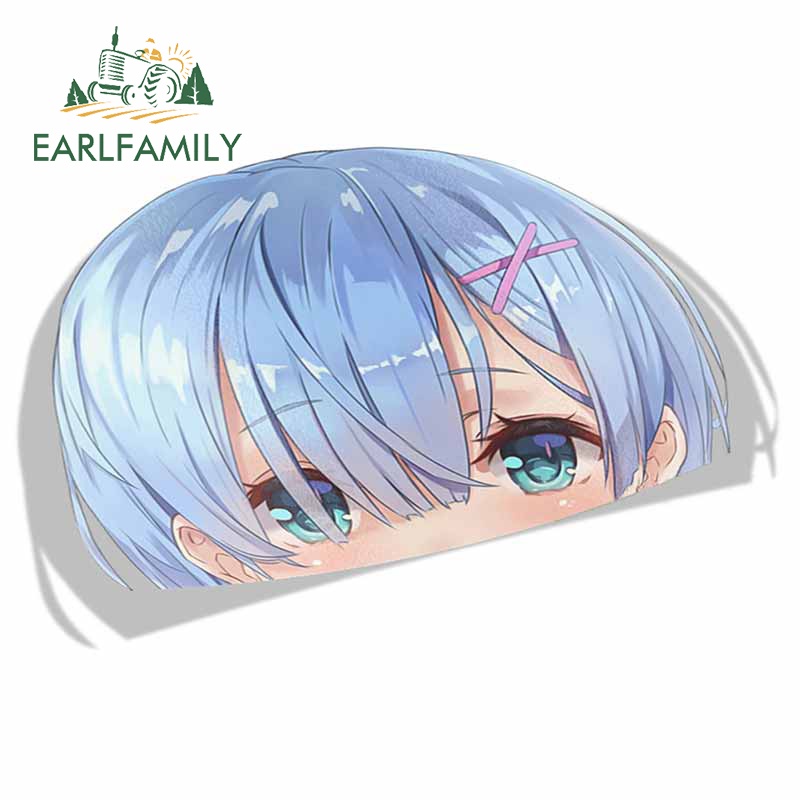 EARLFAMILY Cartoon Car Sticker for Rem Re Zero Peeker Big Head Anime ...