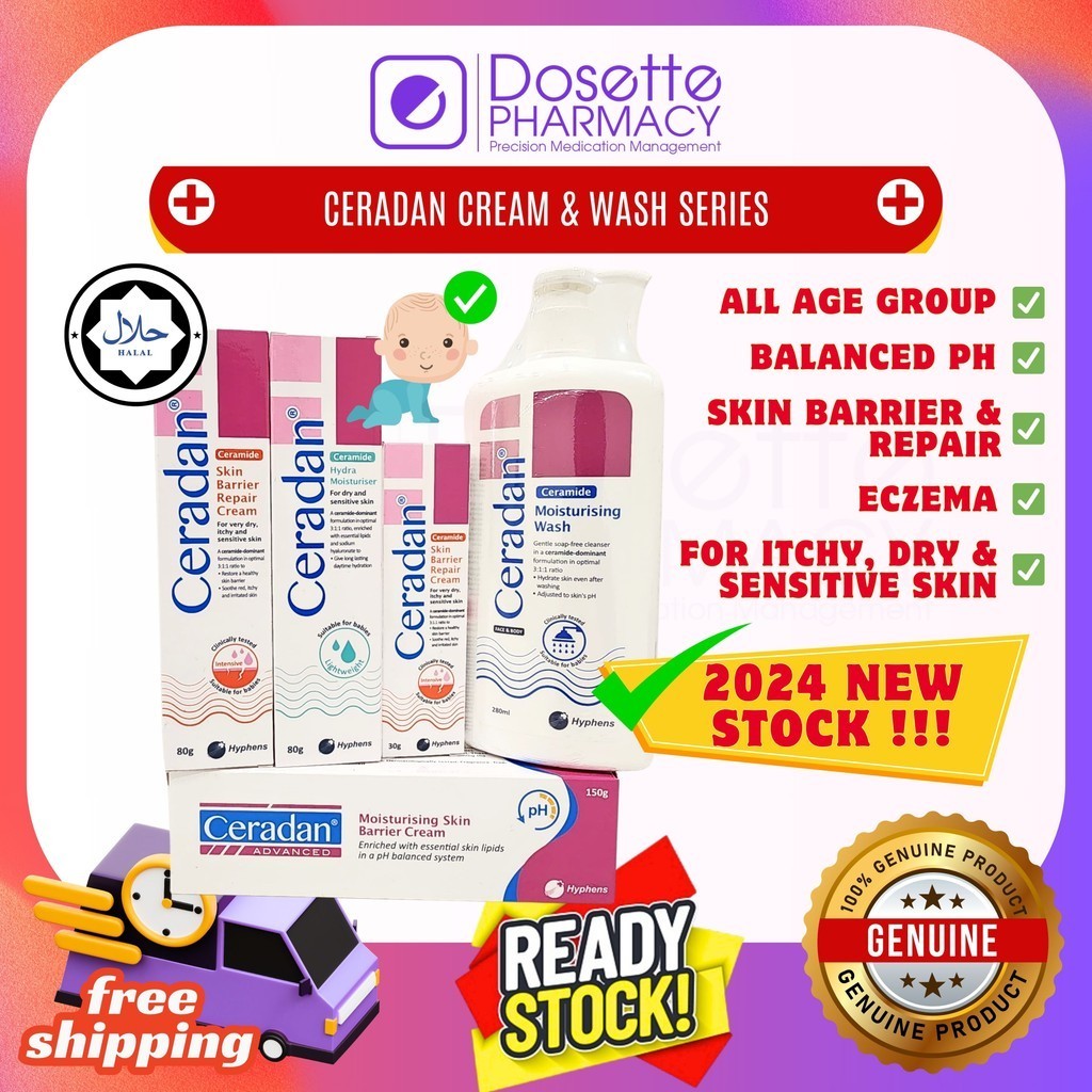 CERADAN CREAM / ADVANCE / WASH / CLEANSER 30g/80g/150g/280ml/500ml ...