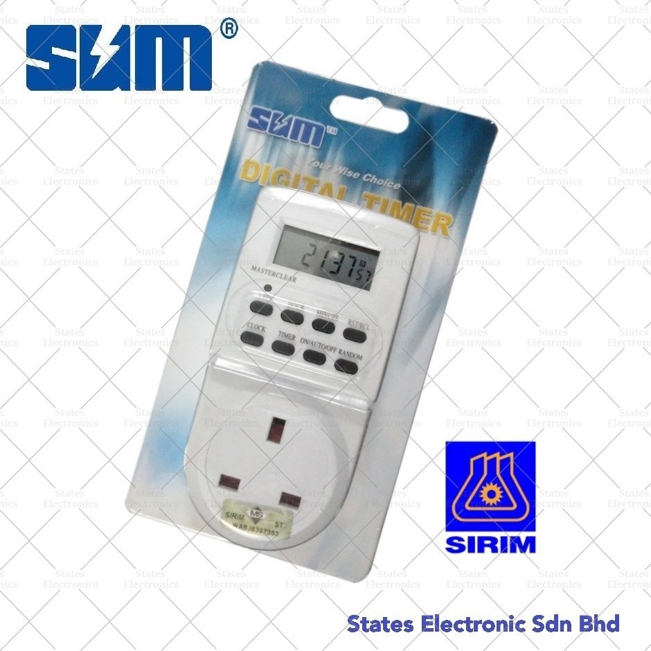 SUM 13A 3 Pin Digital Programmable Timer with SIRIM (Back up Battery ...