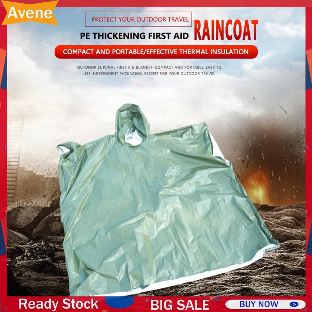 Emergency Raincoat Aluminum Film Poncho Rain Cover Hood Outdoor ...