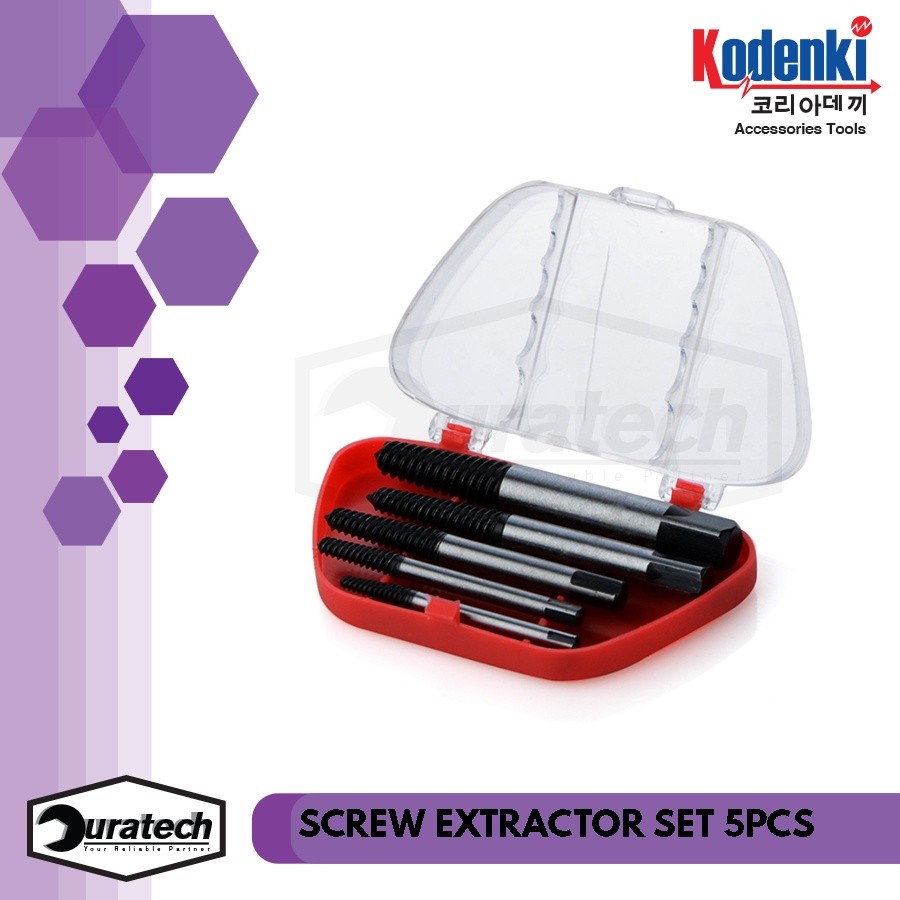 Sturdy screw extractor reverse tap set 5pcs Kodenki - Bolt thread maker ...