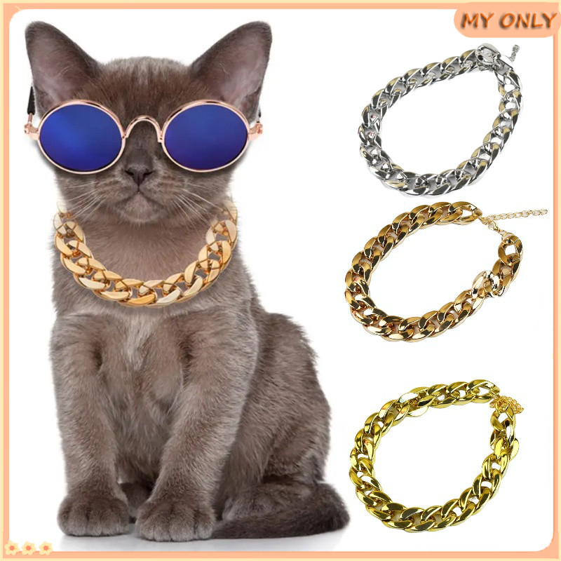 Cat Gold Chain Dog Collar RoseGold Plated Chain Pet Necklace Plastic ...