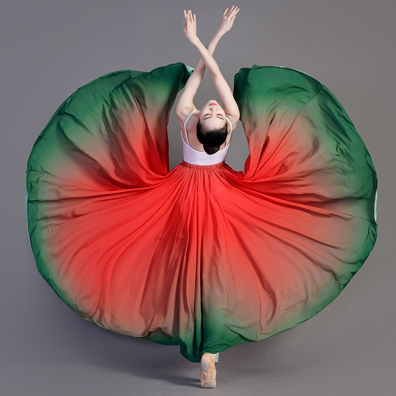 Xinjiang Dance Classical Dance Costume Female Half-Length Long Skirt Fairy Big Swing Skirt ...