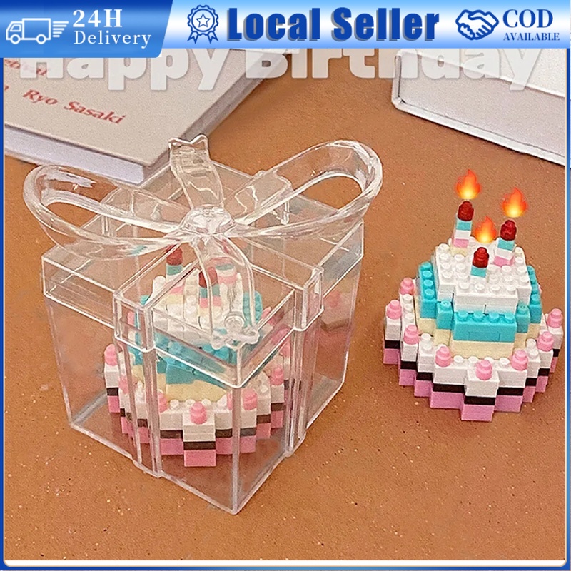 Mini birthday cake building Block Toys 3D DIY Toy Block Micro Bricks ...