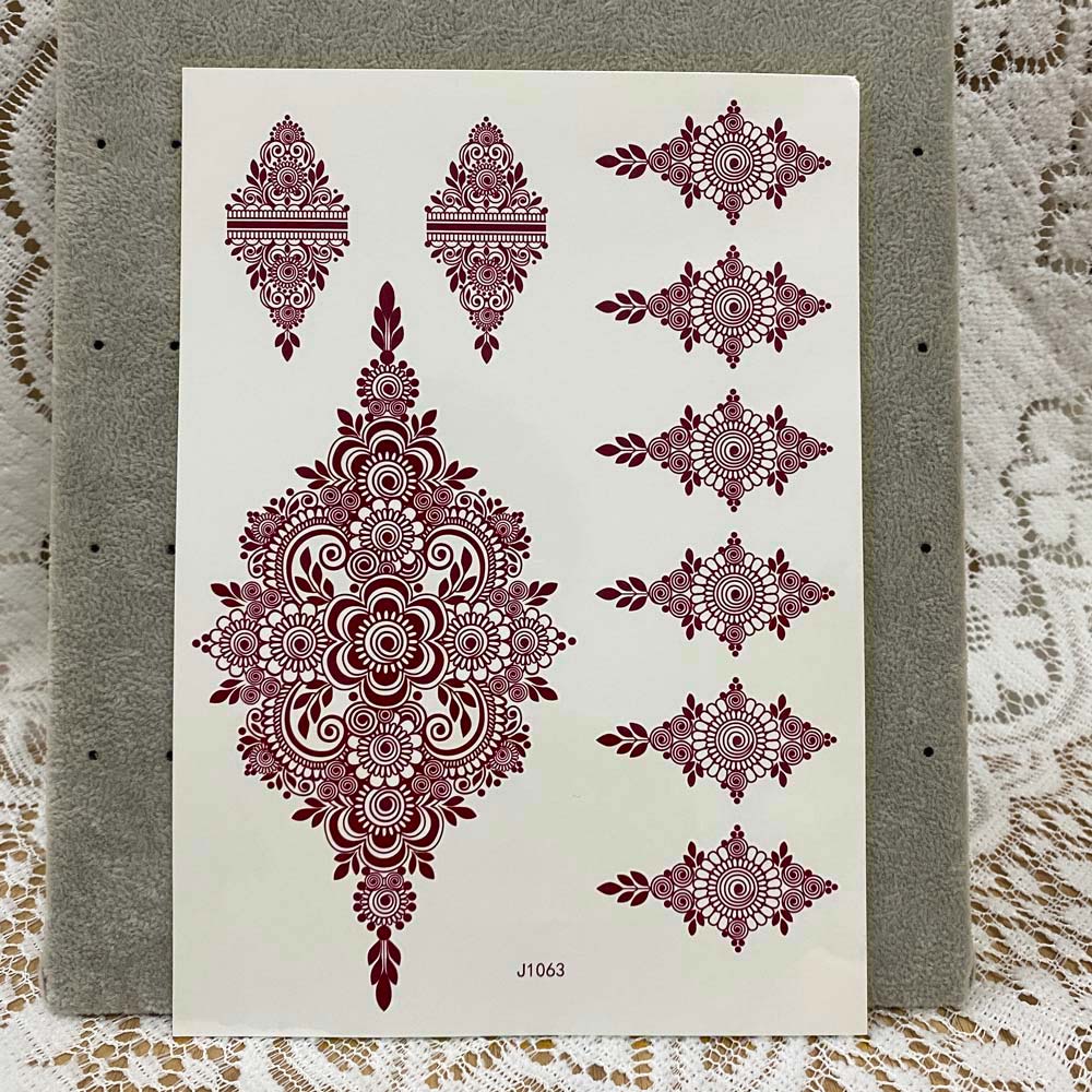 Waterproof Henna Tattoo Red Henna Stickers for Hand Fake Tattoo for ...