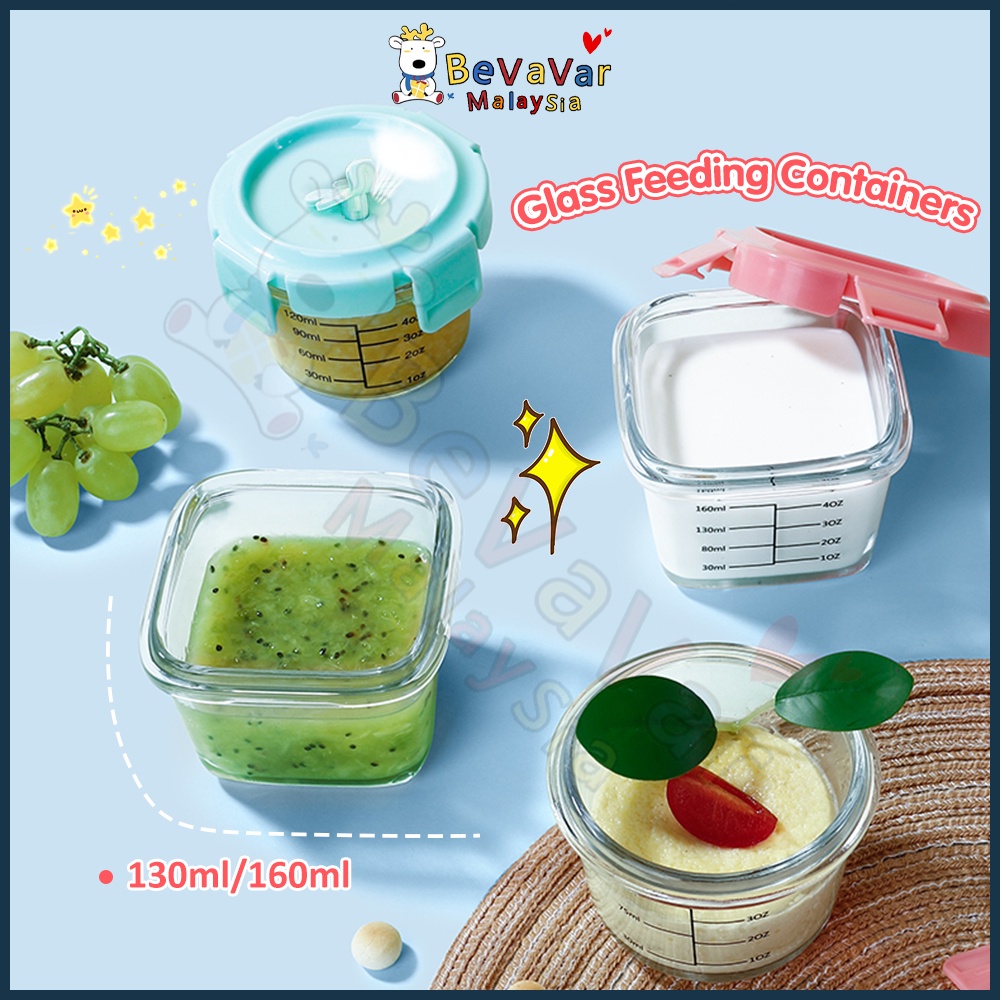 Bevavar 160ML Sealed Glass Container Storage Box Baby Food Box Snack ...