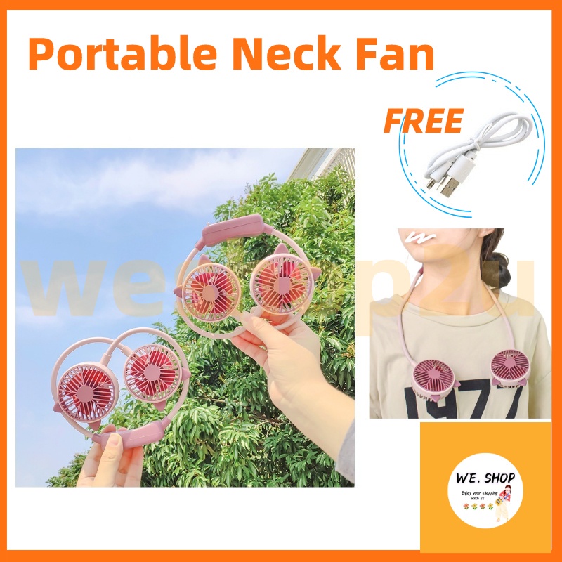 READY STOCK!!!Portable Neck Fan USB Cute Rechargeable Bladeless ...