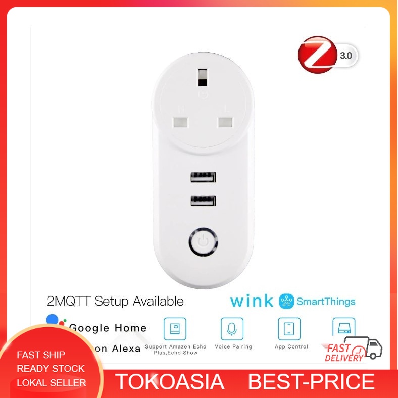 (ZigBee) (MOES/TUYA) Eu/indo Plug Dual USB ZigBee 3.0 Wireless Socket ...