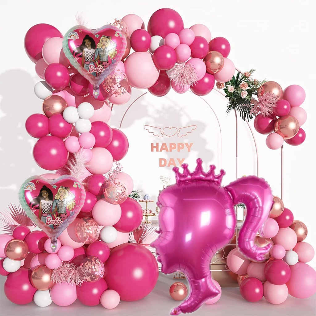 77pcs Barbie Princess Theme Birthday Party Decoration Rose Pink Barbie ...