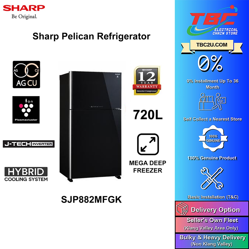 SHARP SJP882MFGK SJP882MFGM 720L 2-DOOR INVERTER REFRIGERATOR | Shopee ...